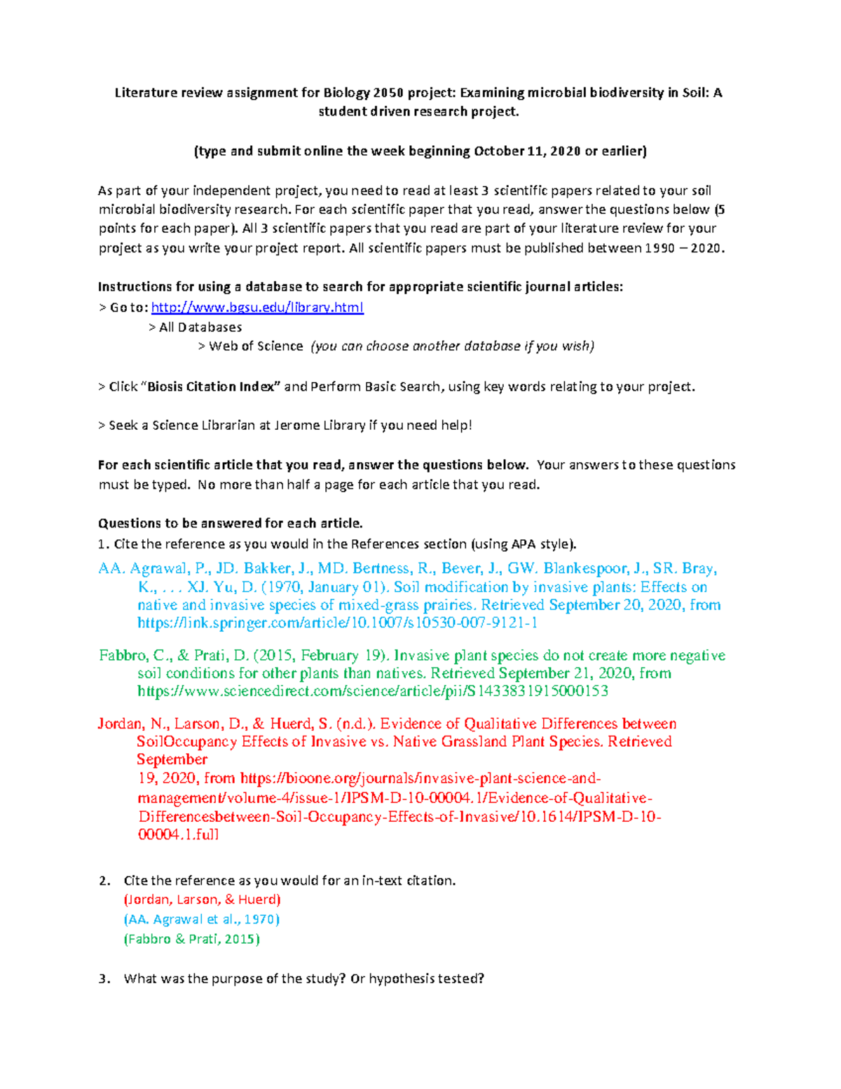 Literature Review Template Fall 2020 2 - Literature review assignment ...