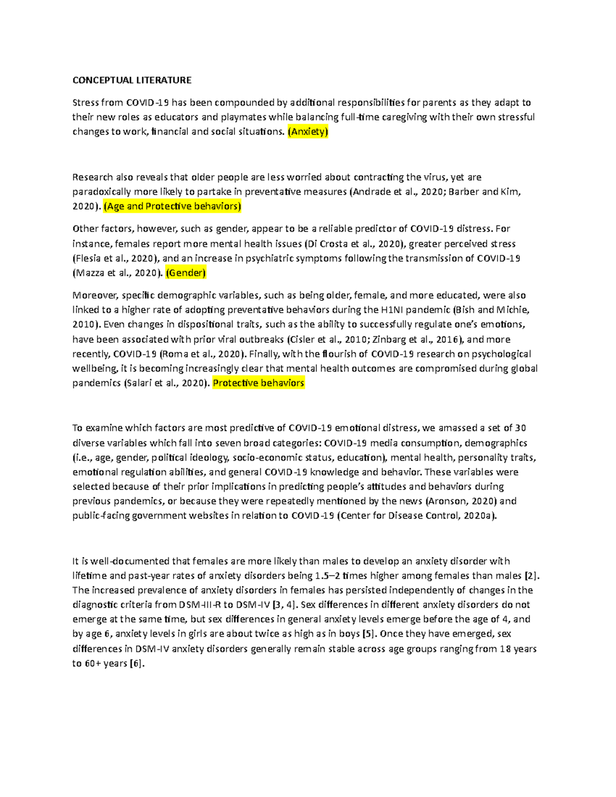 Conceptual Literature about anxiety, and others (Outline) - CONCEPTUAL ...