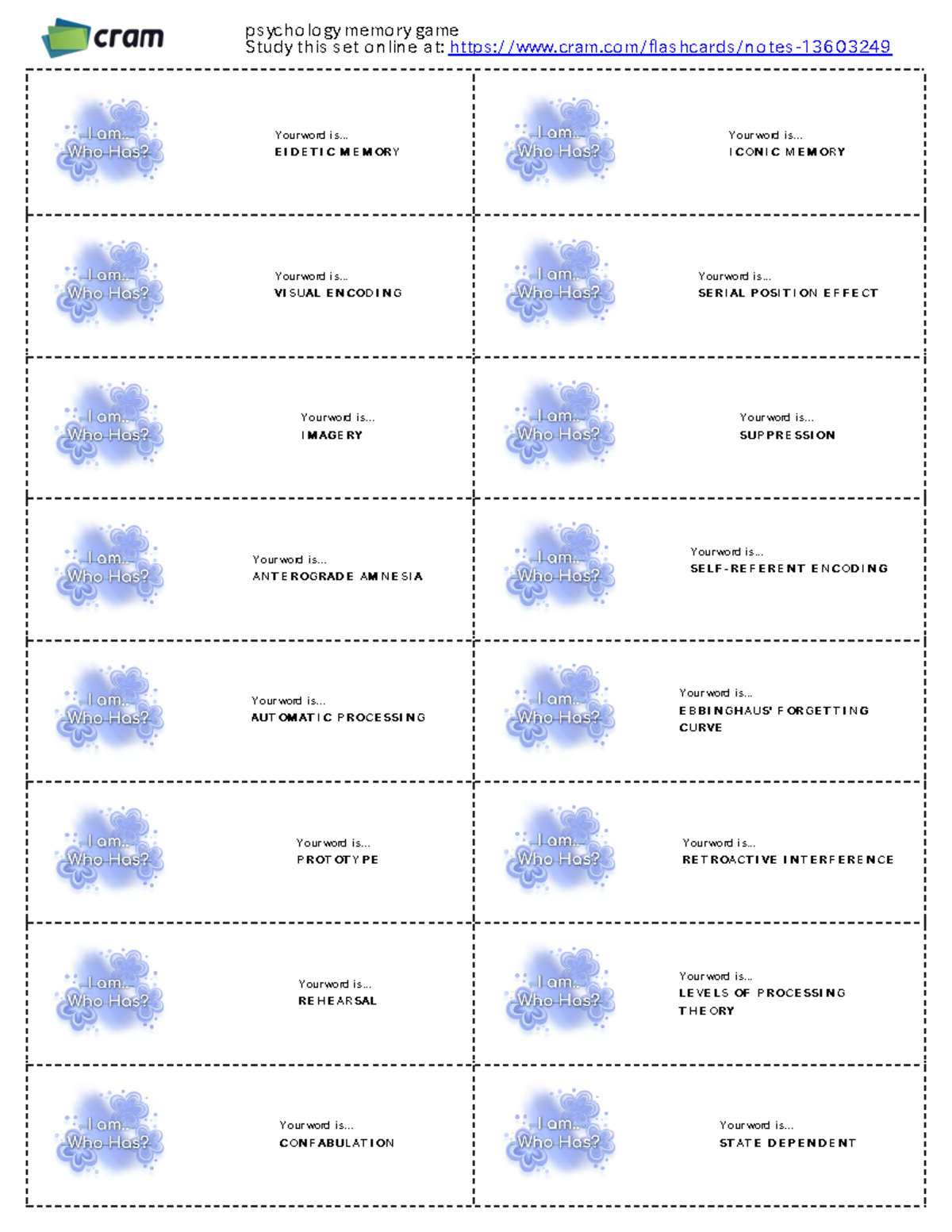 Psychology Memory Game-small 01center 10-13603249 - Your word i s... E ...