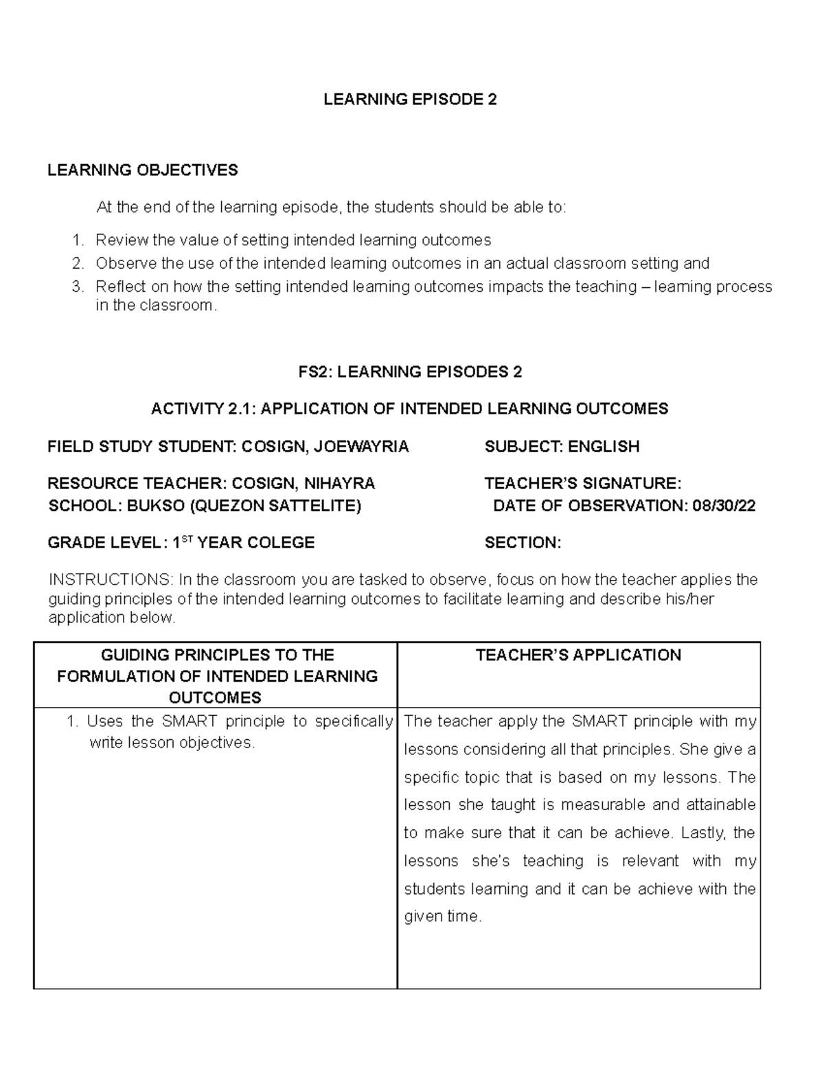 EDU 600 P2 - LE #2 - EDU 600 P2 - LE #2 - LEARNING EPISODE 2 LEARNING ...