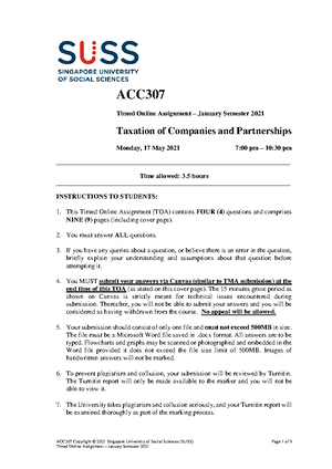 Self review questions Past TOAs 2020 -2022 - CORPORATE TAX COMPUTATION ...