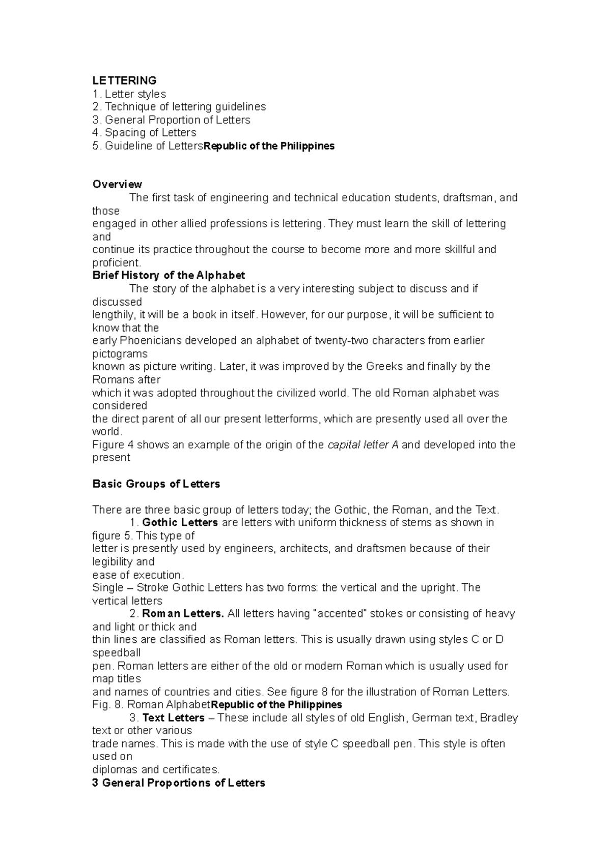 Drawing 6 - lecture notes - LETTERING Letter styles Technique of ...