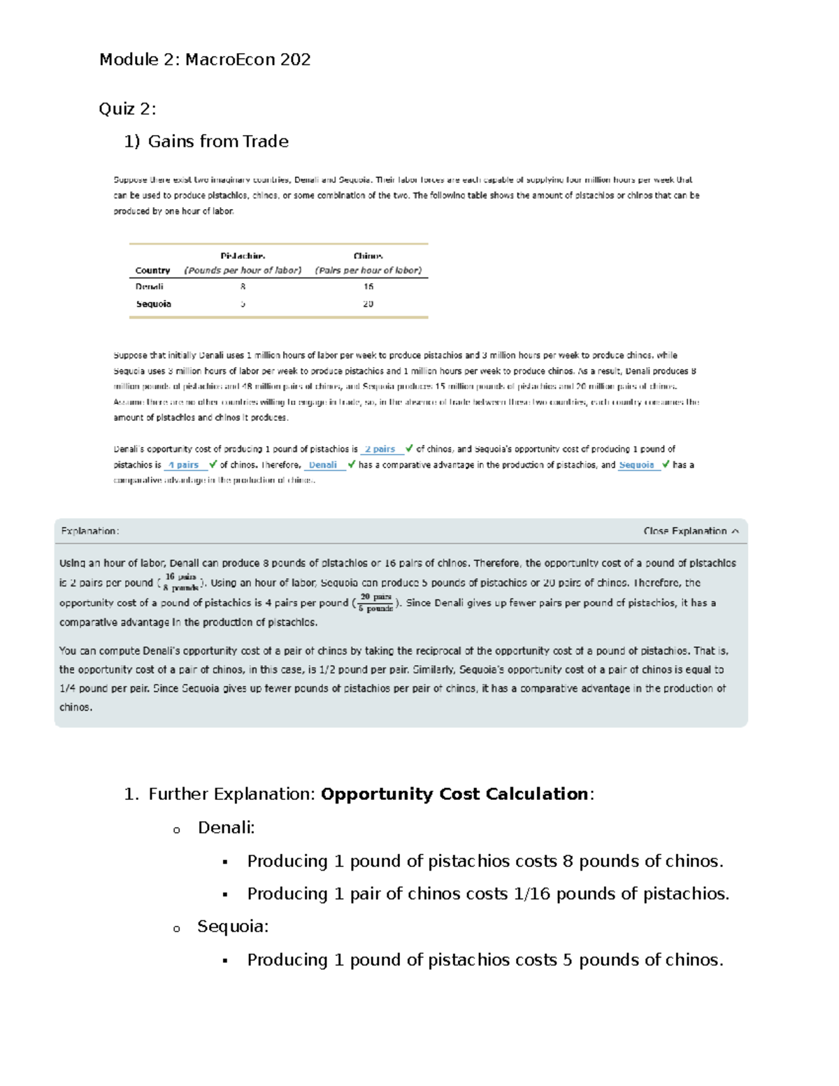 Macro Mod 2 Quiz - module 2 - Quiz 2: 1) Gains from Trade 1. Further ...