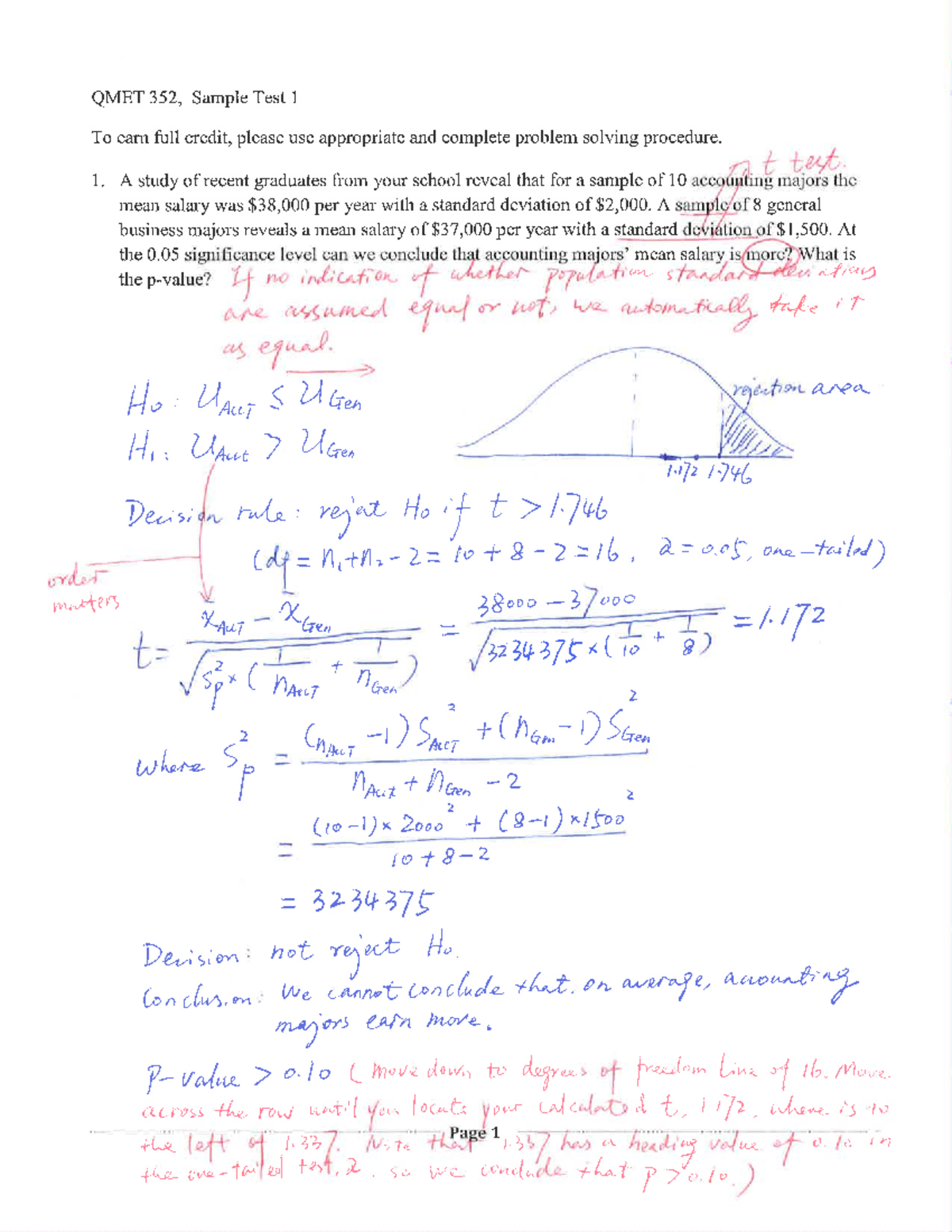 Sample test 1 - Problems that appear from that appear from Chapters 11 ...