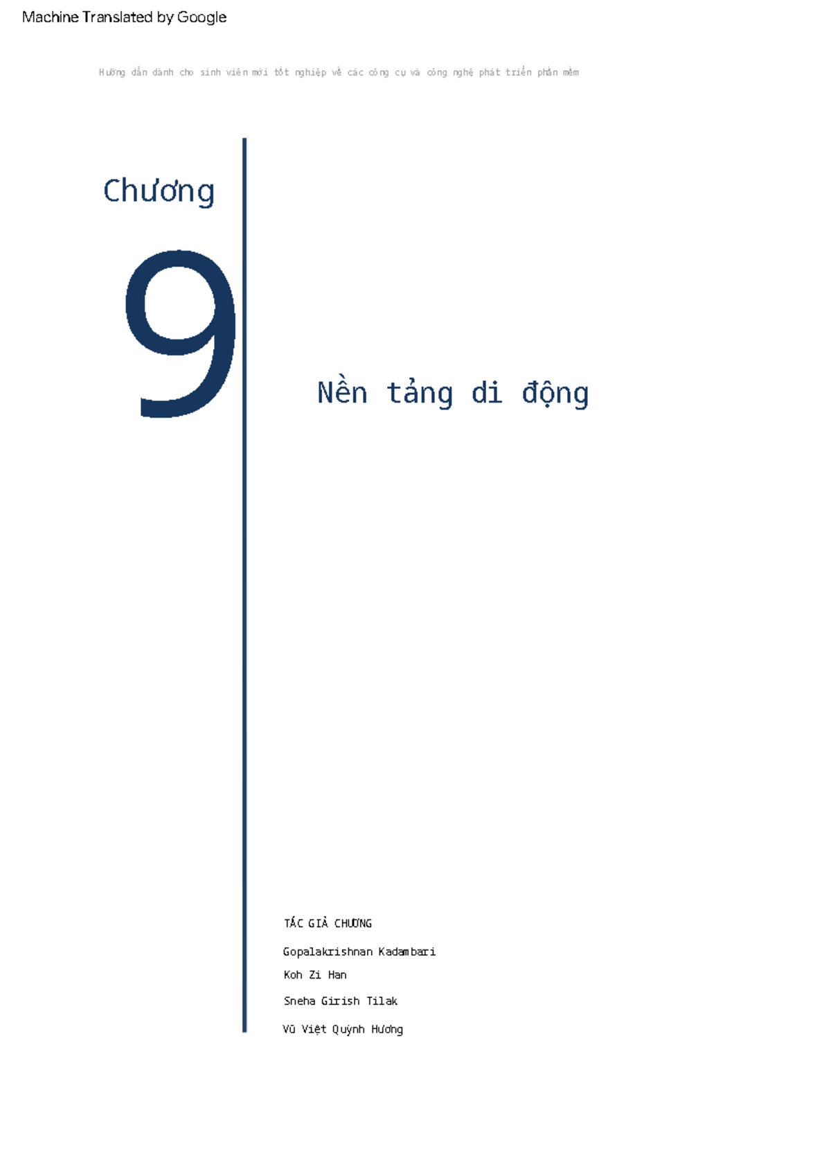 Ch09. Mobile Platform - gegergegreg - 9 Chương Vũ Việt Quỳnh Hương TÁC GIẢ CHƯƠNG Sneha Girish ...