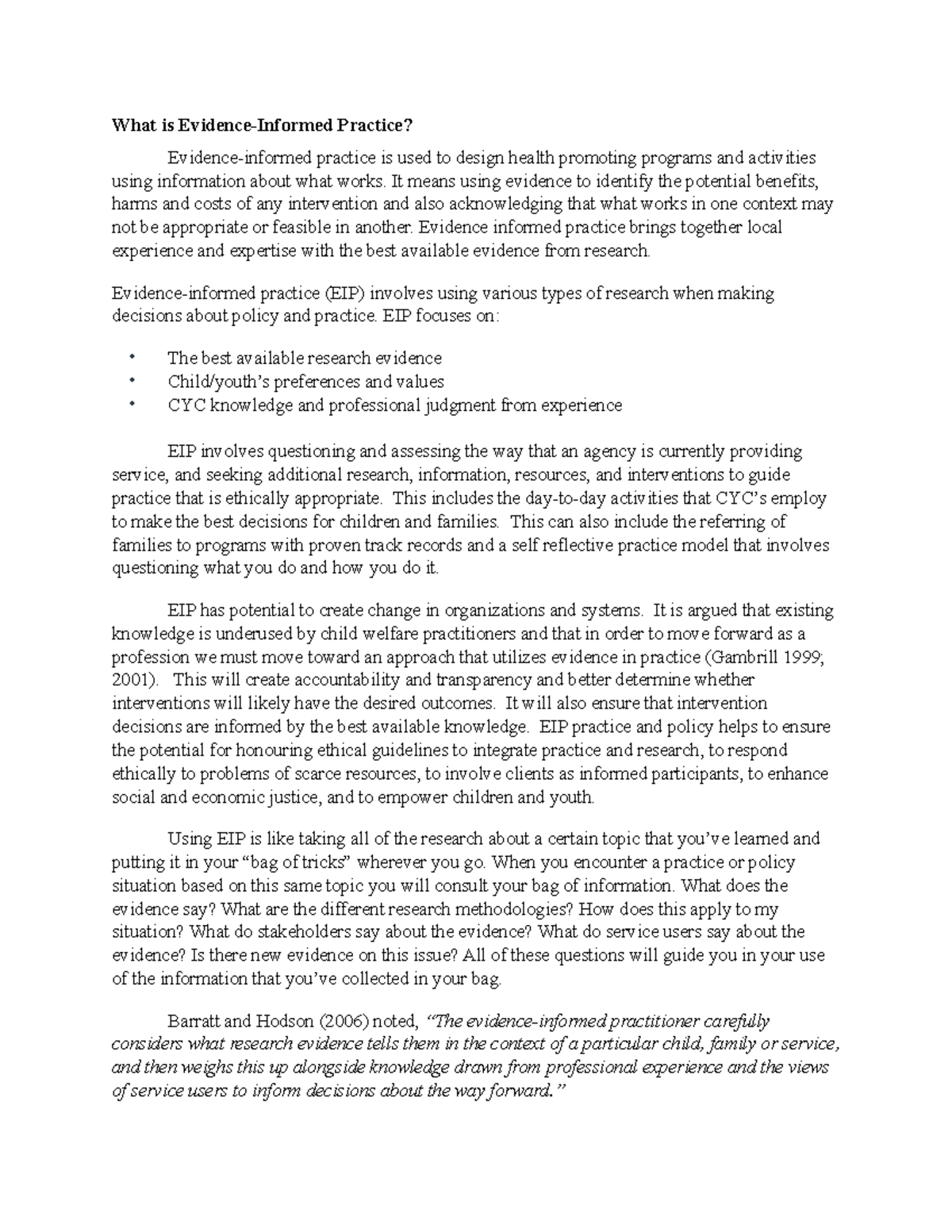 Evidence-Informed Practice - What is Evidence-Informed Practice ...