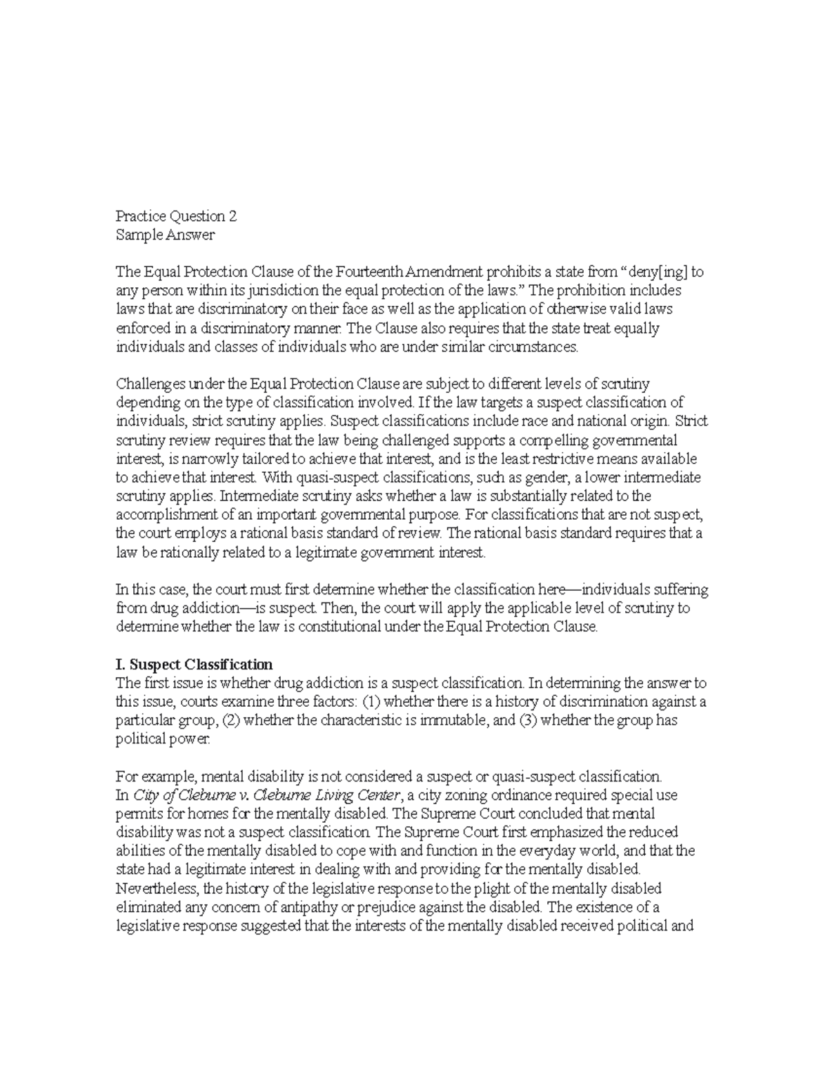 Practice Question EP 2 Sample Answer - Practice Question 2 Sample ...