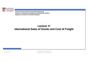 MT3006 Ship chartering Sample Recap on Time charter - EXAMPLE OF A ...