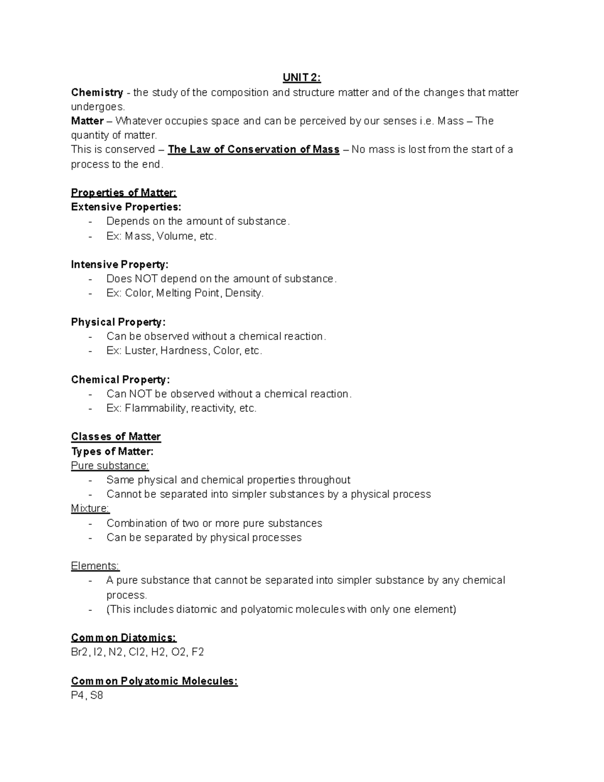 Unit 2 Part 1 - Unit 2 Part 1 - UNIT 2: Chemistry - the study of the ...