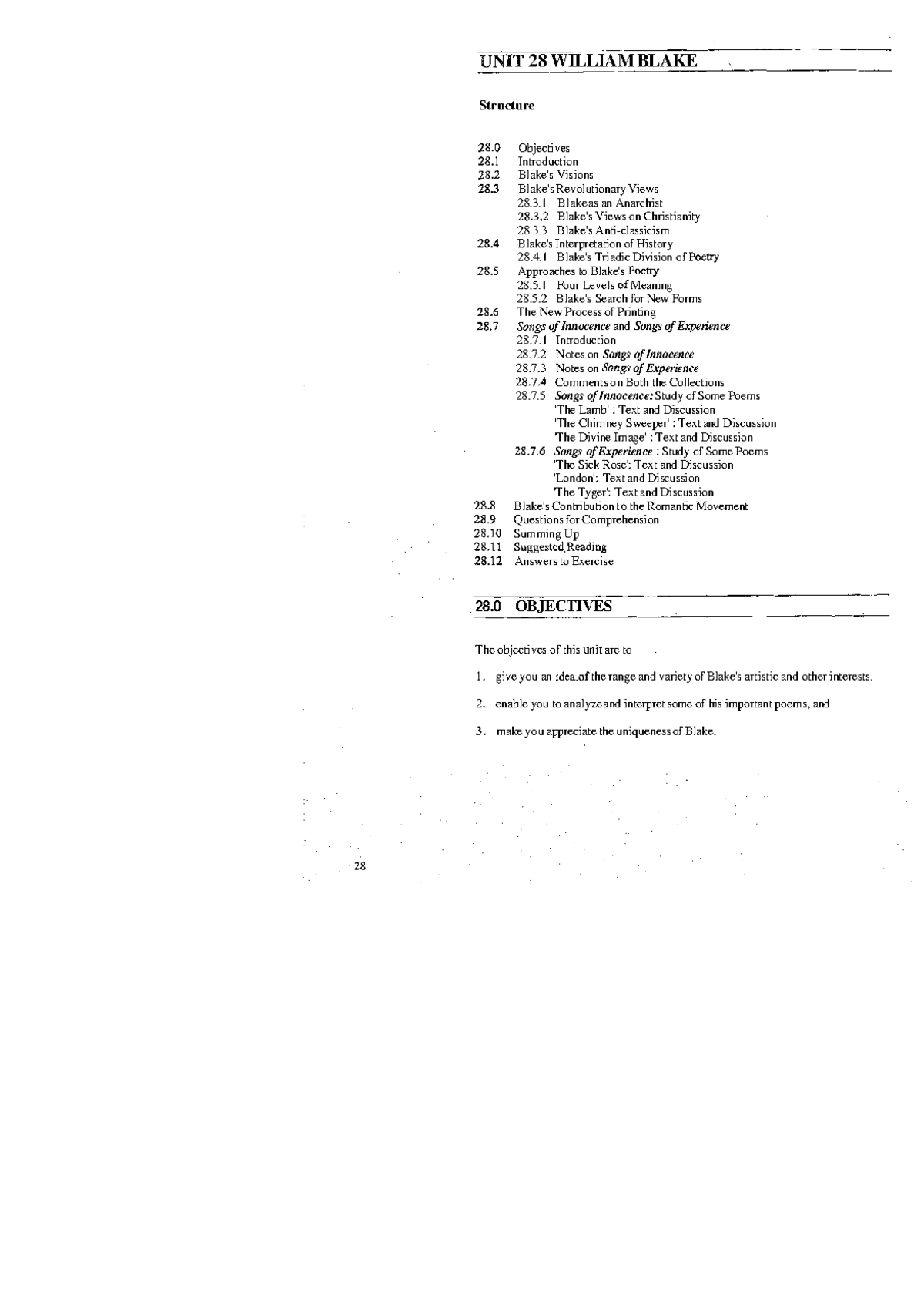 Unit-28William Blake - Unit 28 - UNIT 28 WILLIAM BLAKE Structure ...