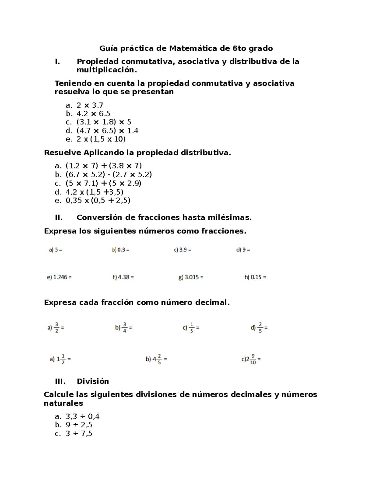 Guía práctica de Matemática de 6to grado marzo abril - Guía práctica de ...