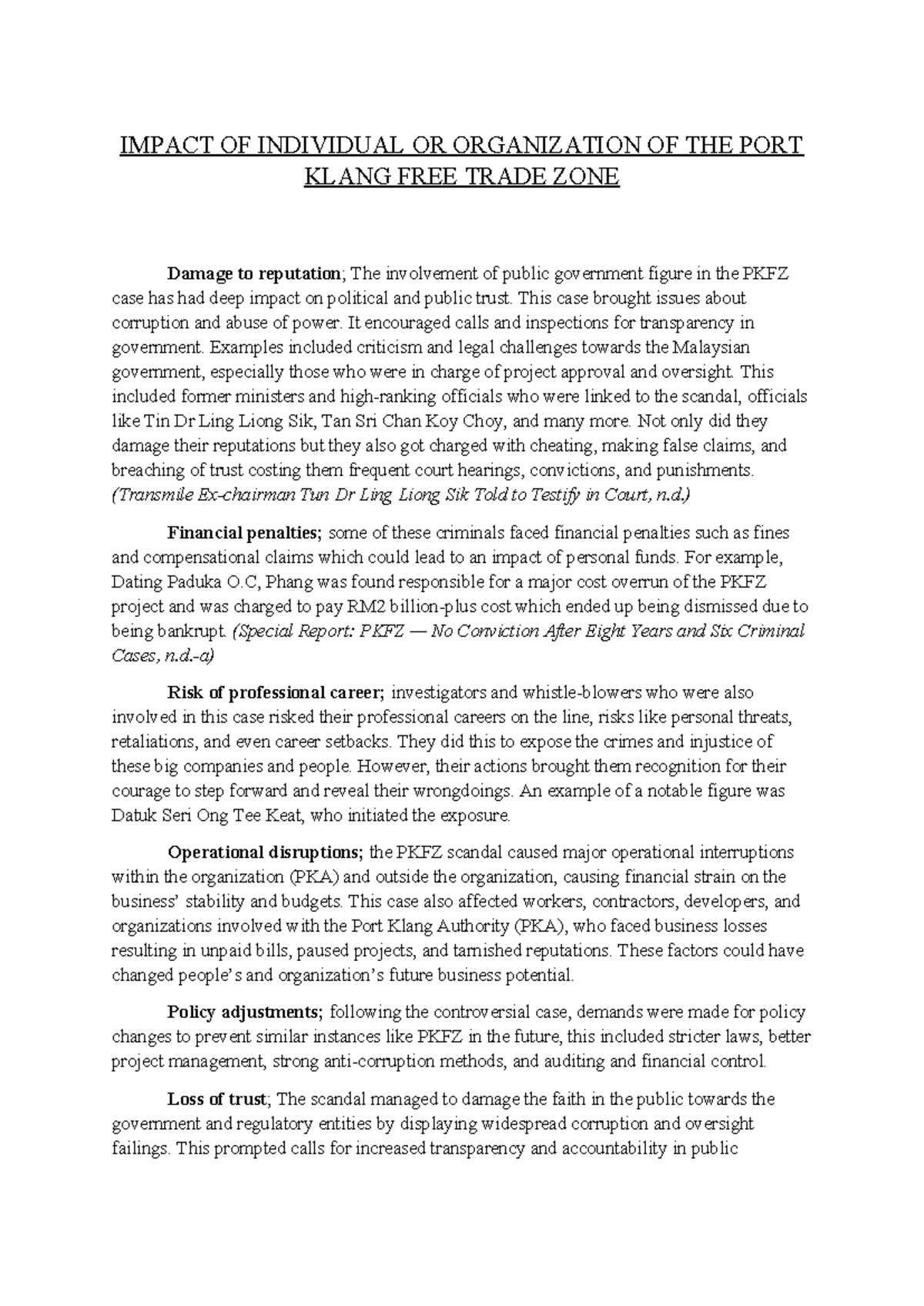 The PKFZ - This is an Essay about the PKFZ case which was involved in ...