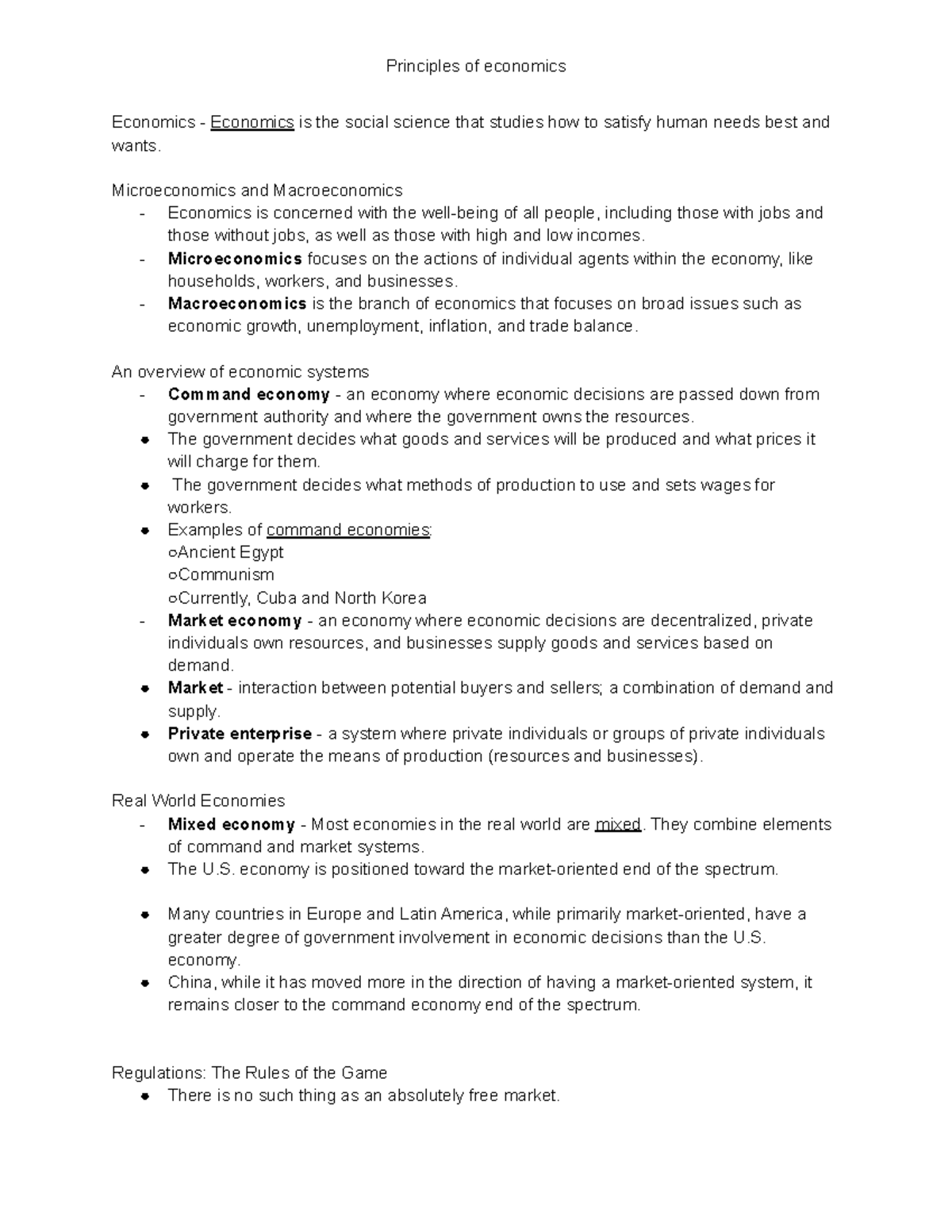 Priciples of economics- chapter 1 - Principles of economics Economics ...