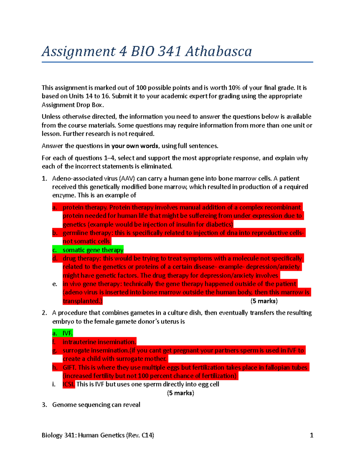 Assignment-4 pdf is typed out with questions and filled. - Assignment 4 BIO 341 Athabasca This ...