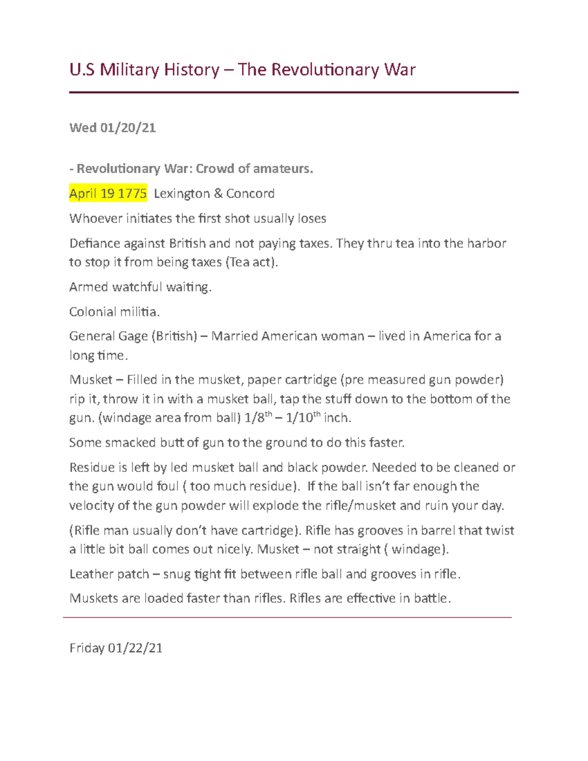 Military history Revolutionary War - U Military History – The ...