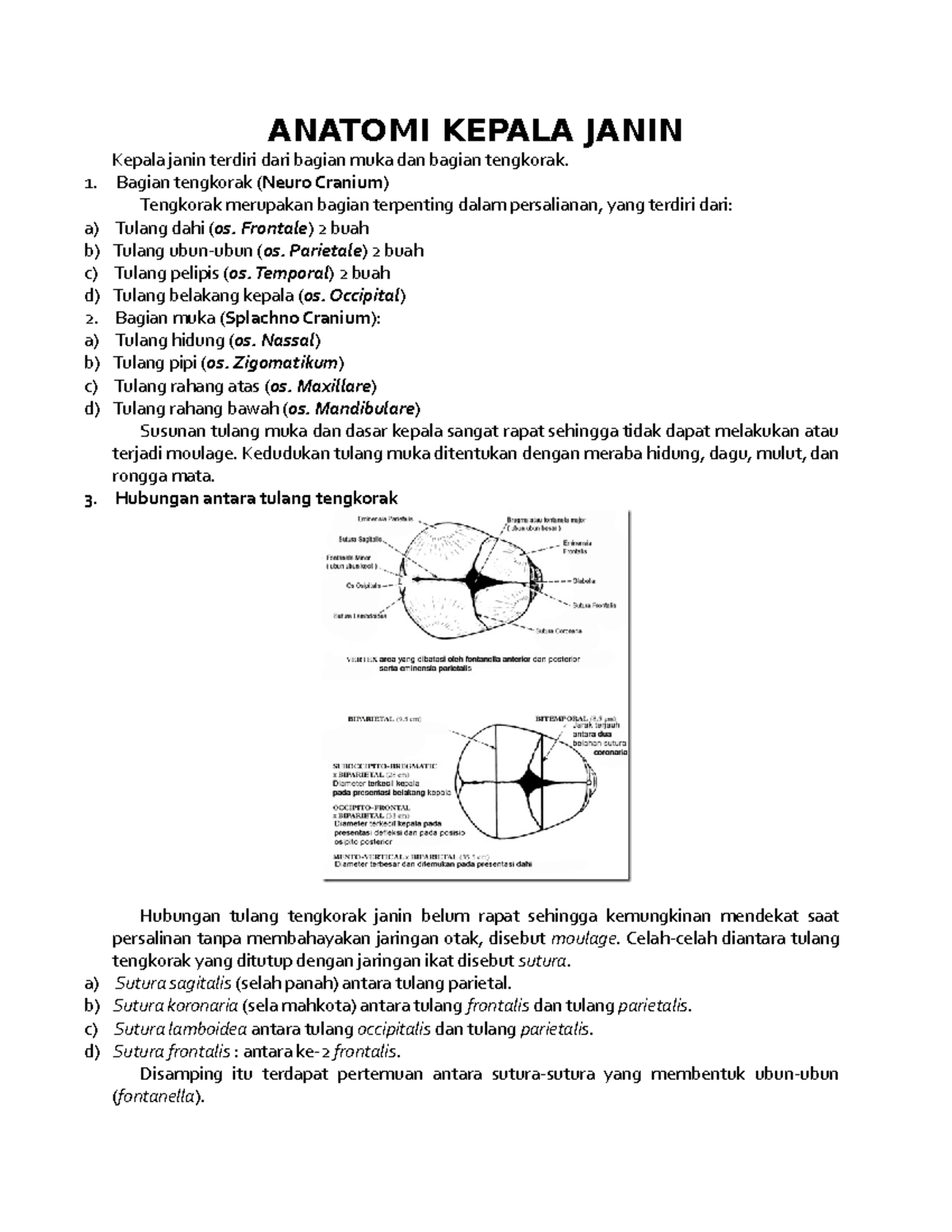 Anatomi Kepala Janin - Yah - ANATOMI KEPALA JANIN Kepala janin terdiri ...
