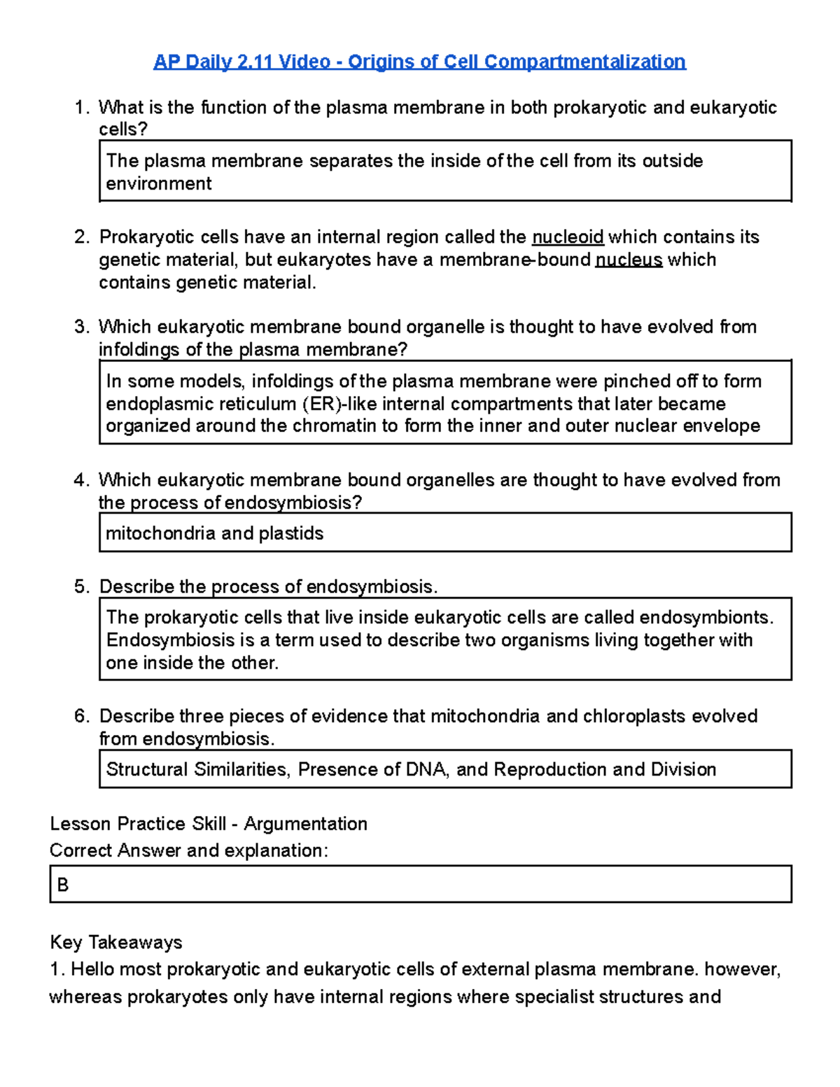 2.11 AP Daily Video - Origins of Cell Compartmentalization - AP Daily 2 ...