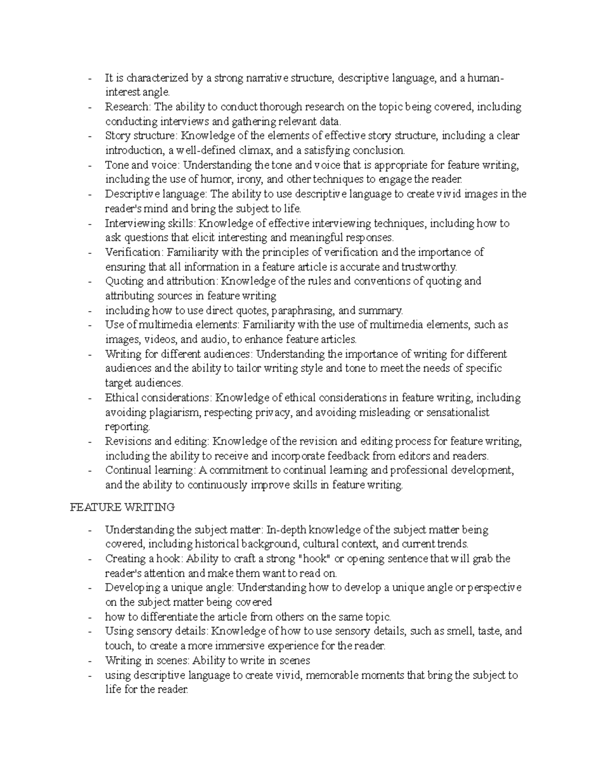 Journalistic notes 9 ECC - It is characterized by a strong narrative ...