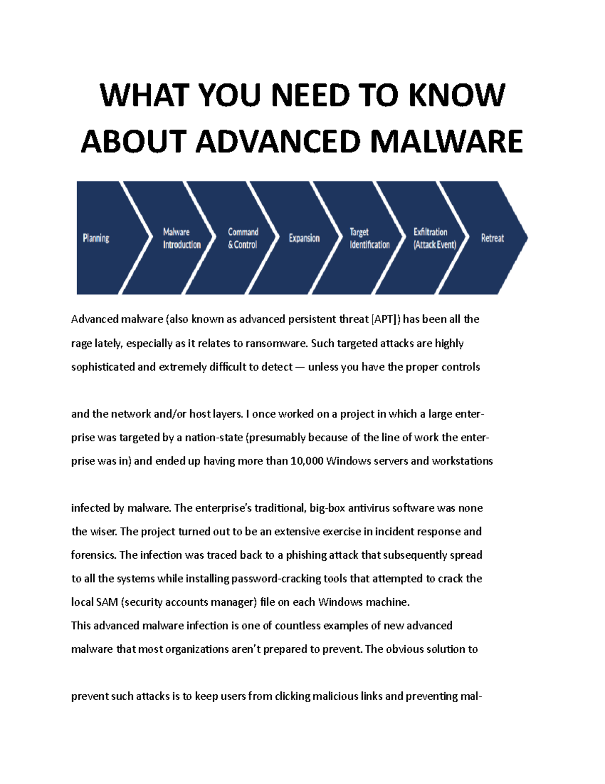WHAT YOU NEED TO KNOW About Advanced Malware - WHAT YOU NEED TO KNOW ...