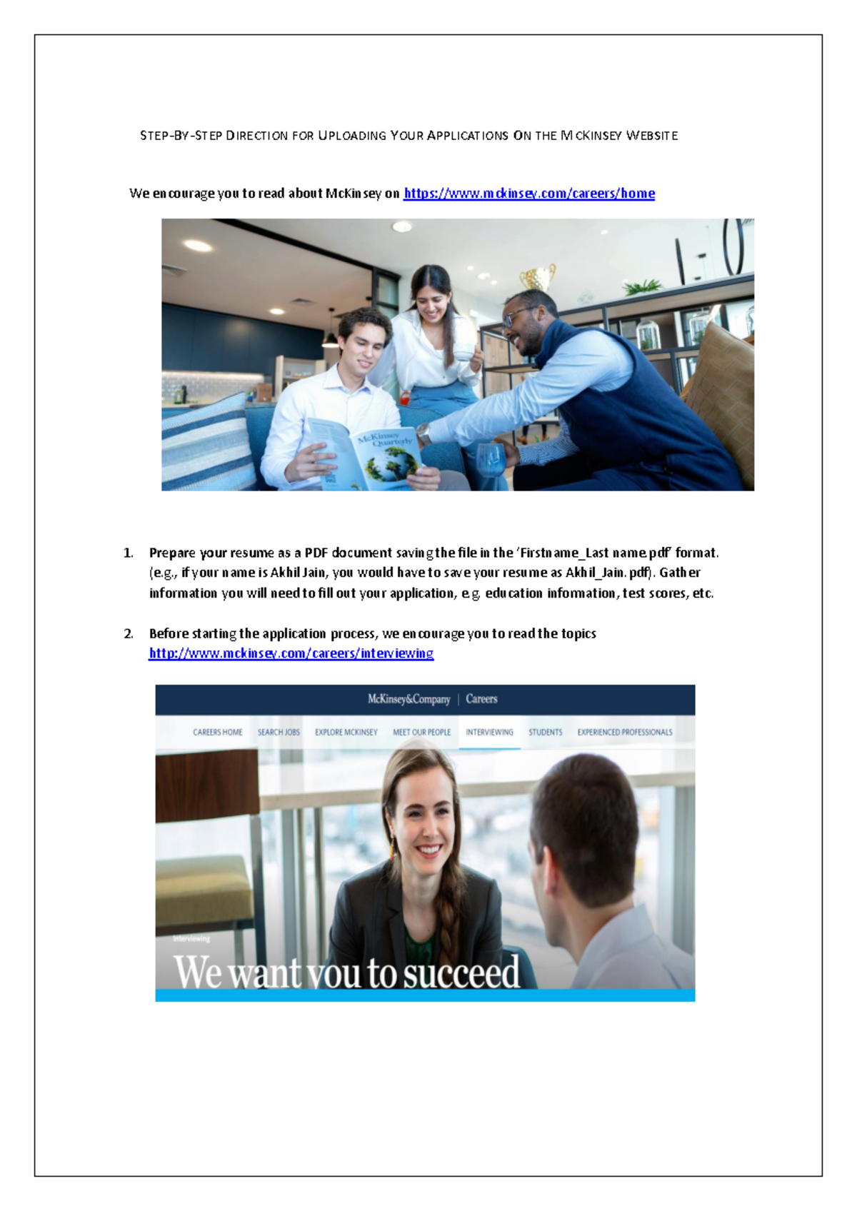 Mckinsey Guidelines - mbnbvjjhvgjh gj - STEP-BY-STEP DIRECTION FOR ...