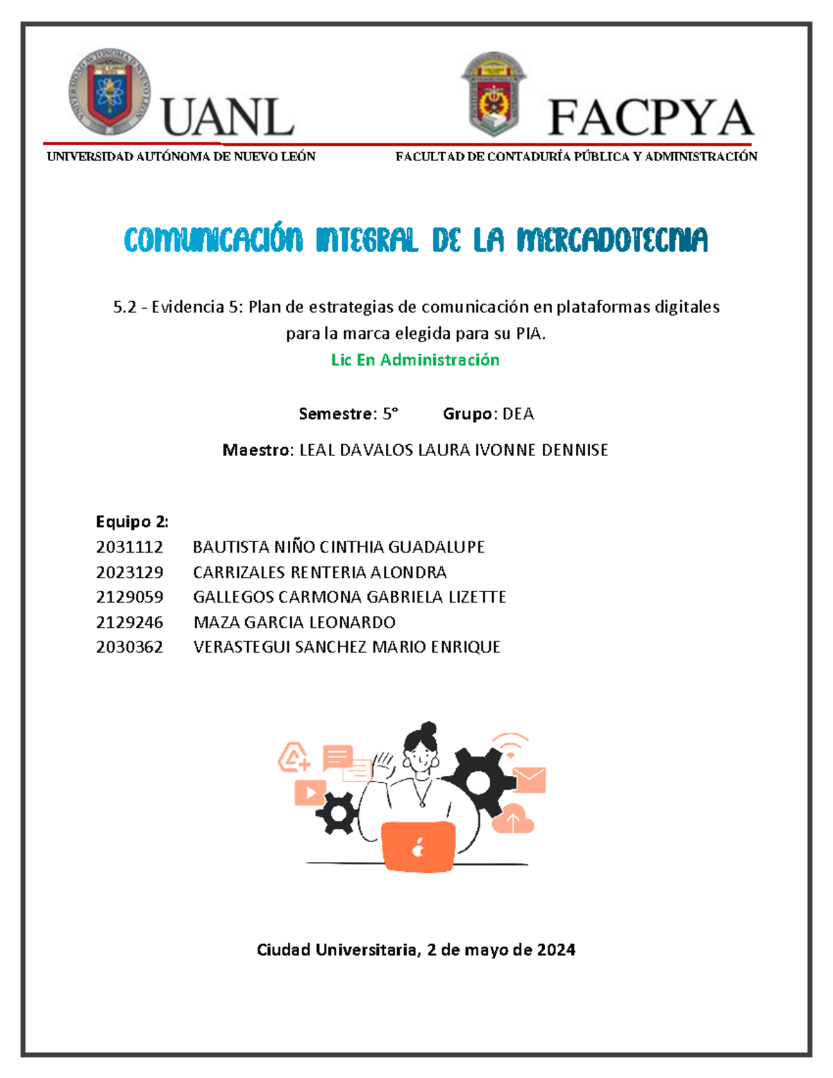 E2 5 - Informa de trabajo actividad 5.2 - 5 - Evidencia 5: Plan de ...