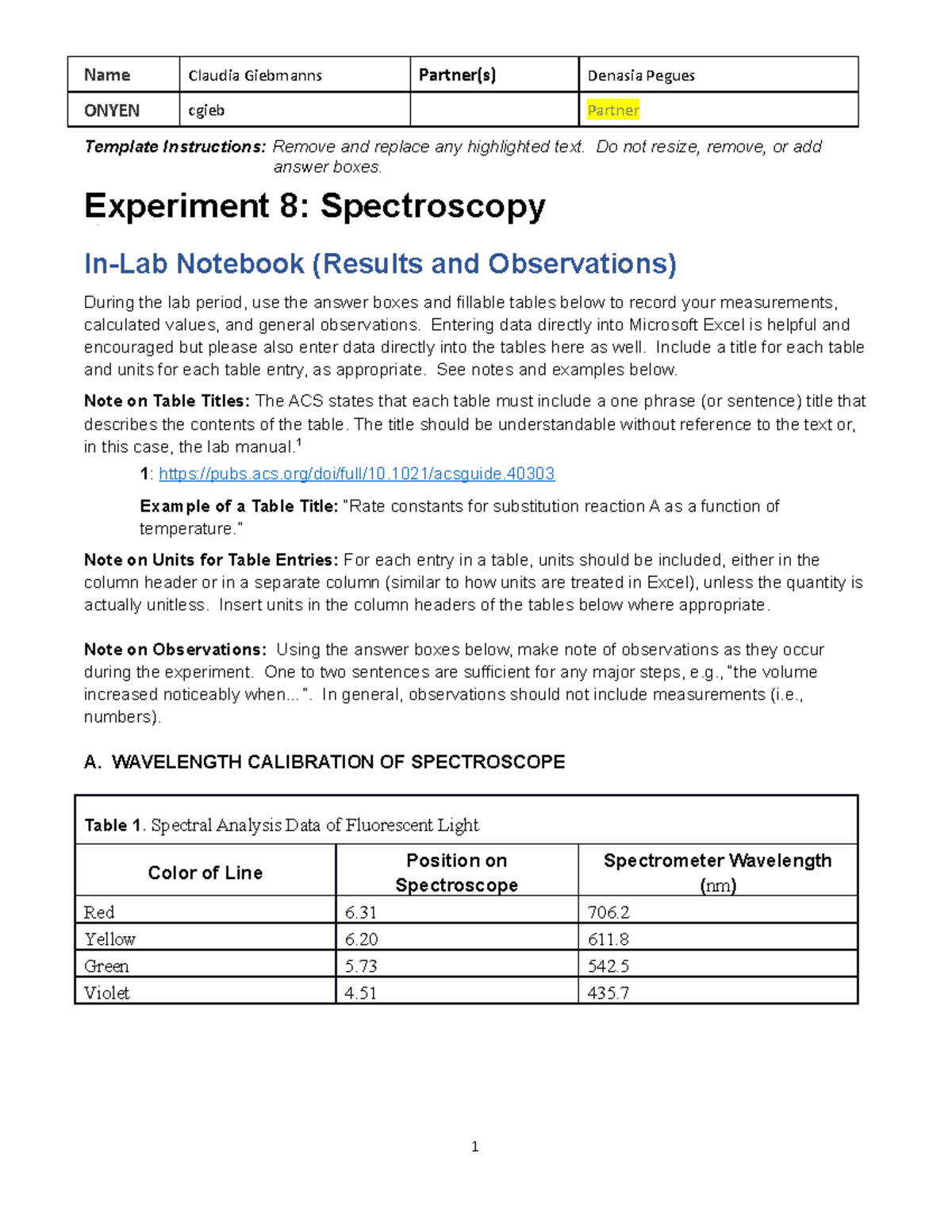 Expt 8 in-lab v1 - in-lab assignment - Name Claudia Giebmanns Partner(s ...