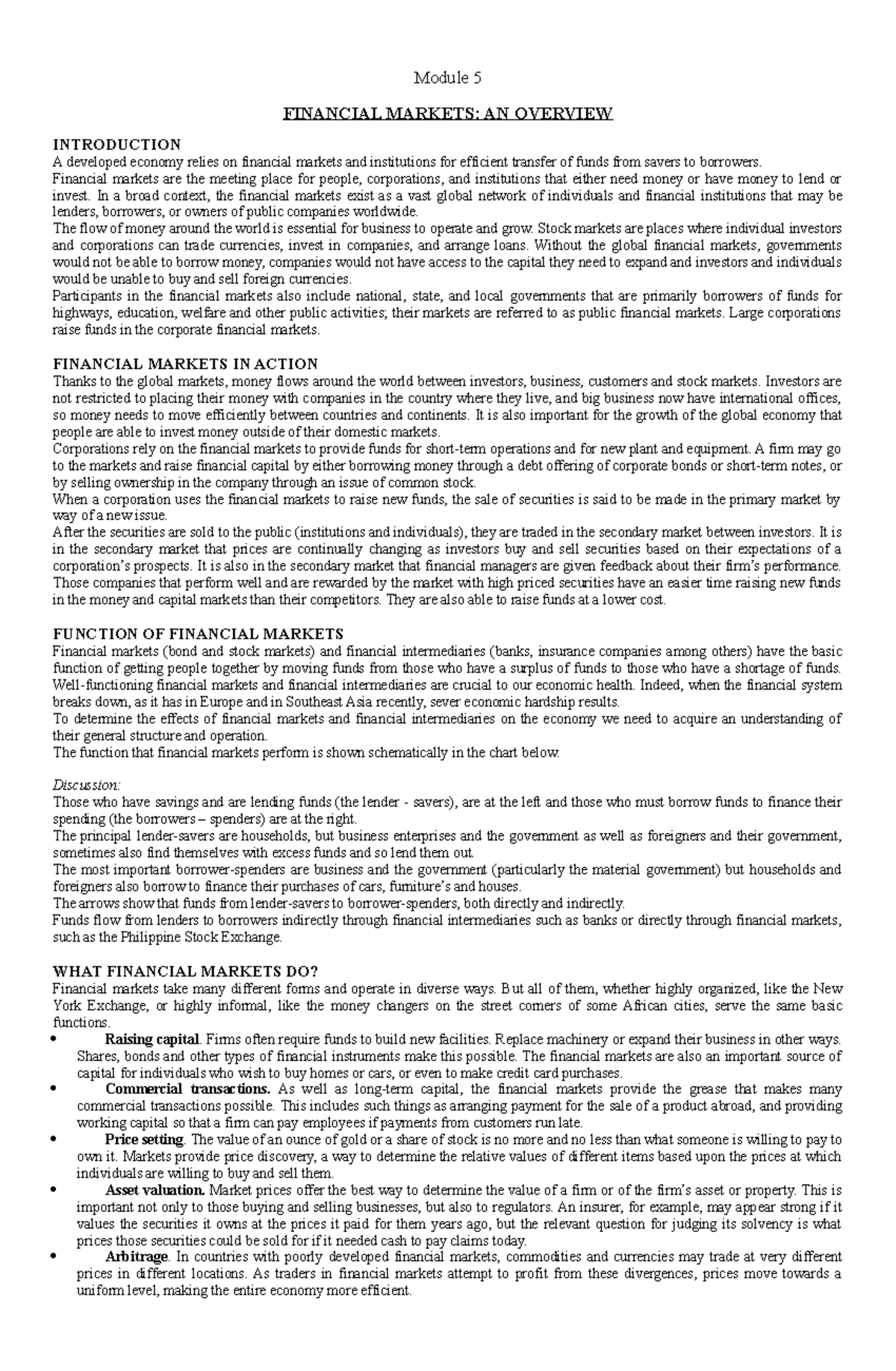 Finmar Module 5 - Help student in FinMan - Module 5 FINANCIAL MARKETS ...