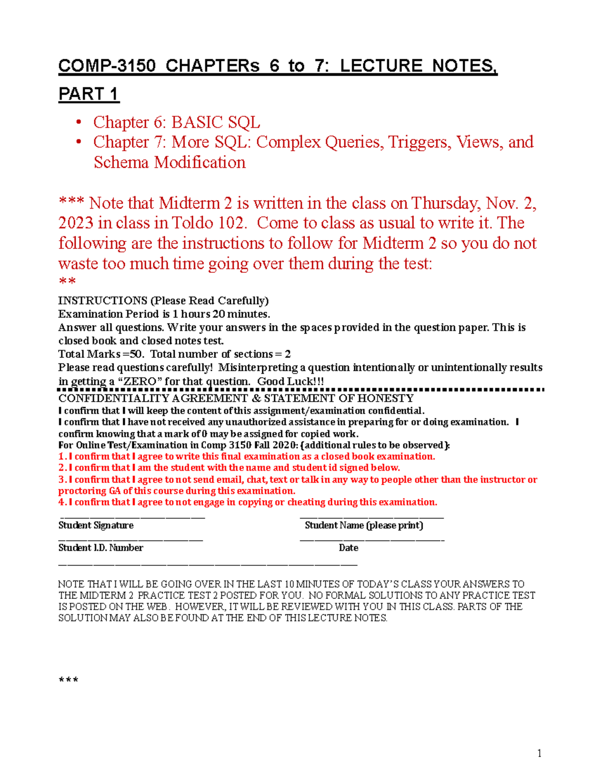 Lecture Notes Ch6to7 Lectures Comp 3150 Chapters 6 To 7 Lecture Notes Part 1 Chapter 6