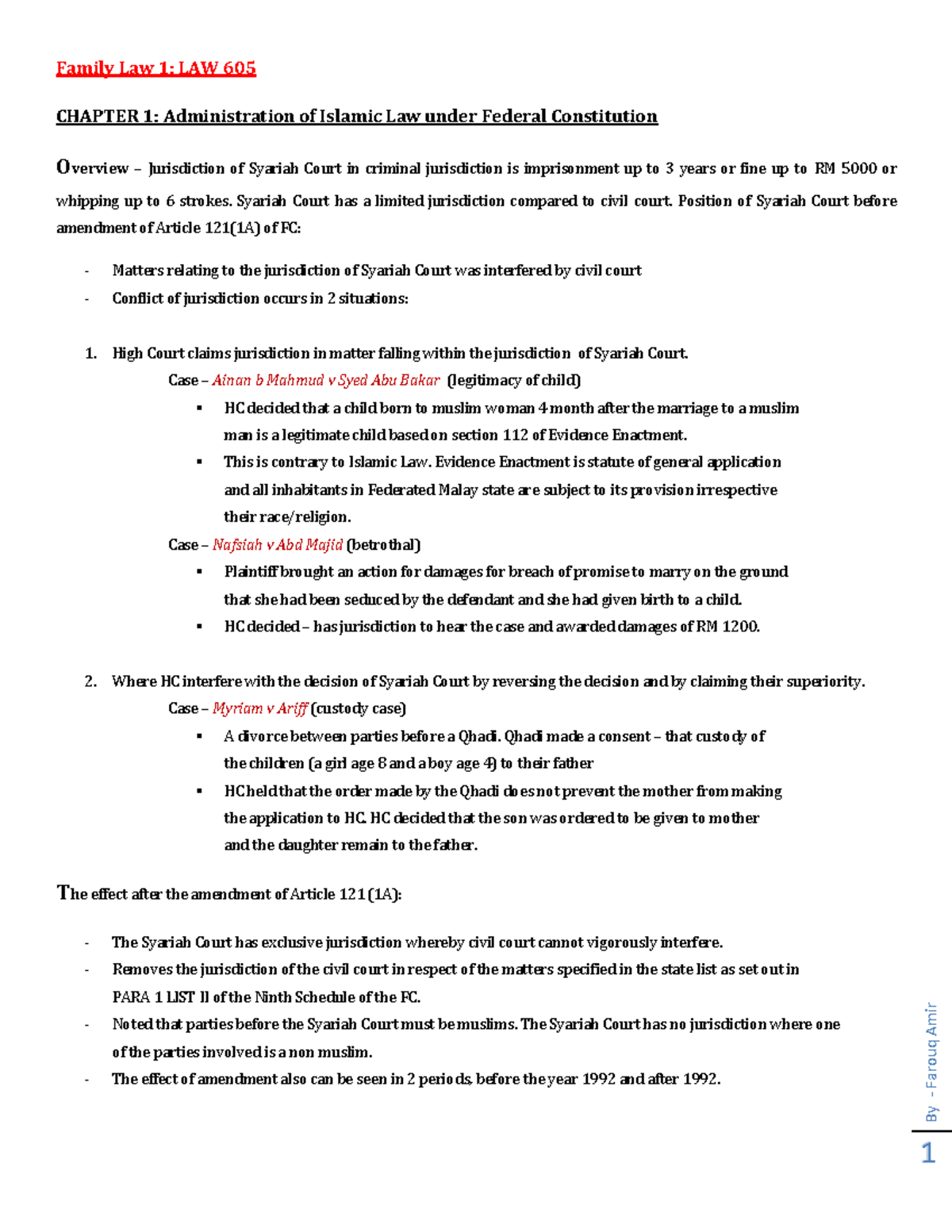 Family Law 1 LAW 605 Chapter 1 - Family Law 1: LAW 605 CHAPTER 1 ...