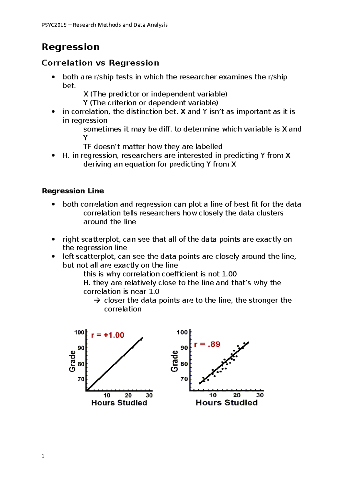 Regression Week 11 Lecture Notes For Content Taught By Dr Sylwia