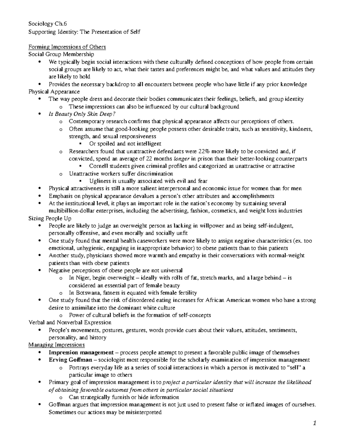 Sociology Ch 6 Notes Supporting Identity The Presentation Of Self sociology-ch-6-notes-supporting-identity-the-presentation-of-self