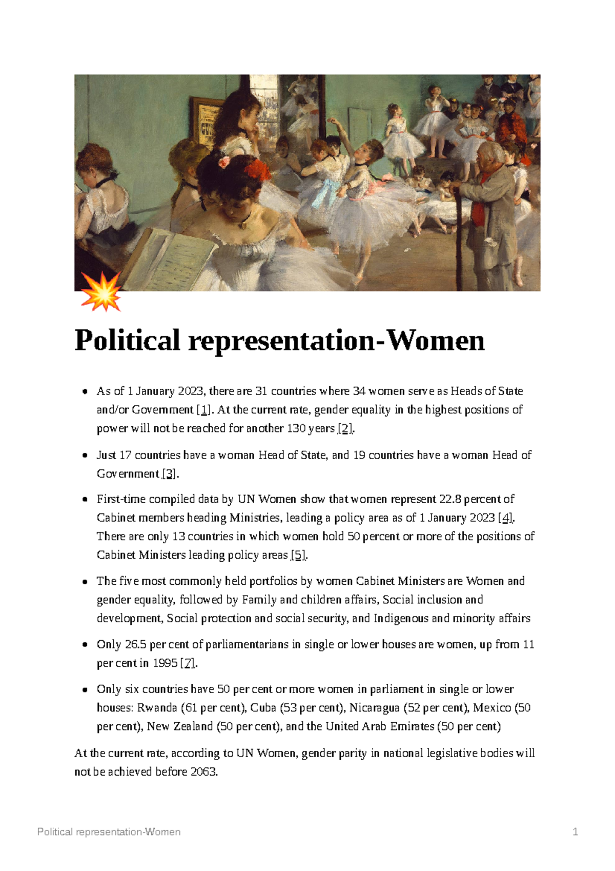 Political representation-Women - At the current rate, gender equality ...