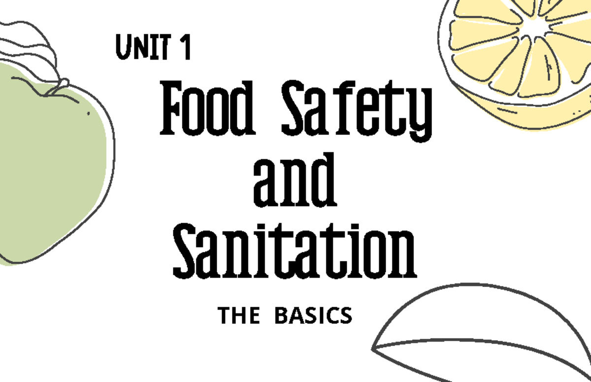 Occupational Safety Hazards - Food Safety and Sanitation UNIT 1 THE ...