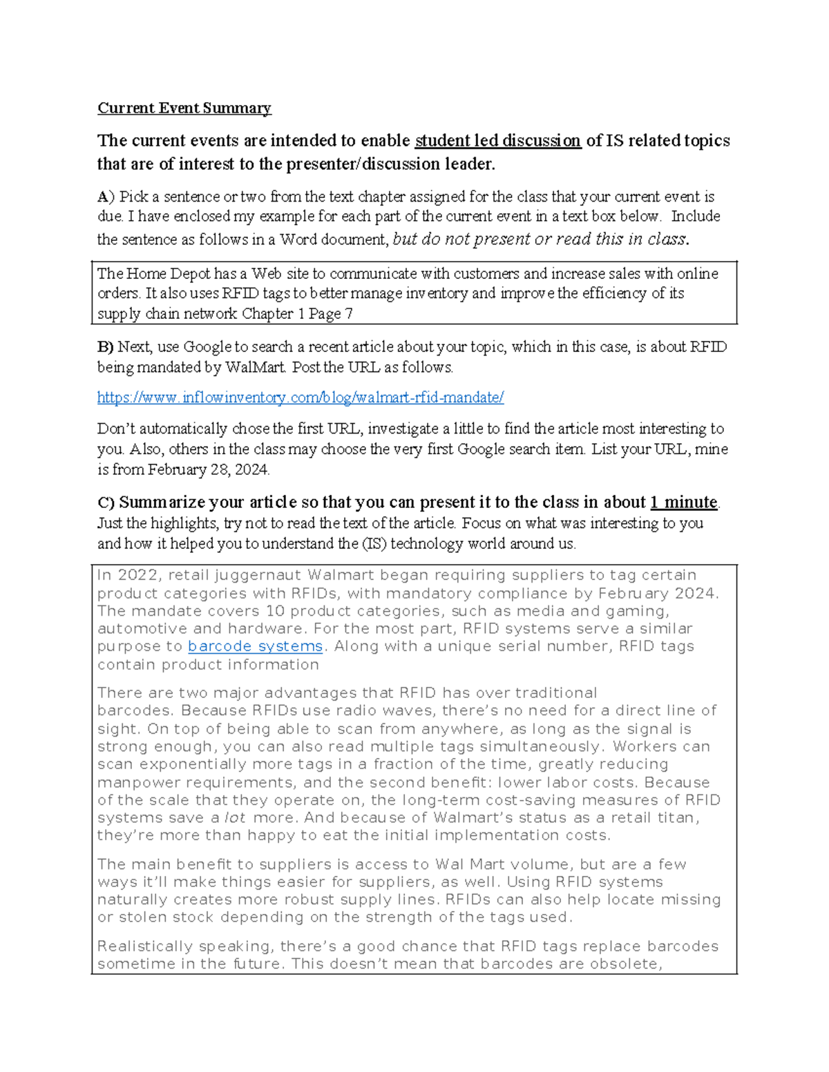 Current Event Instructions - Current Event Summary The current events ...