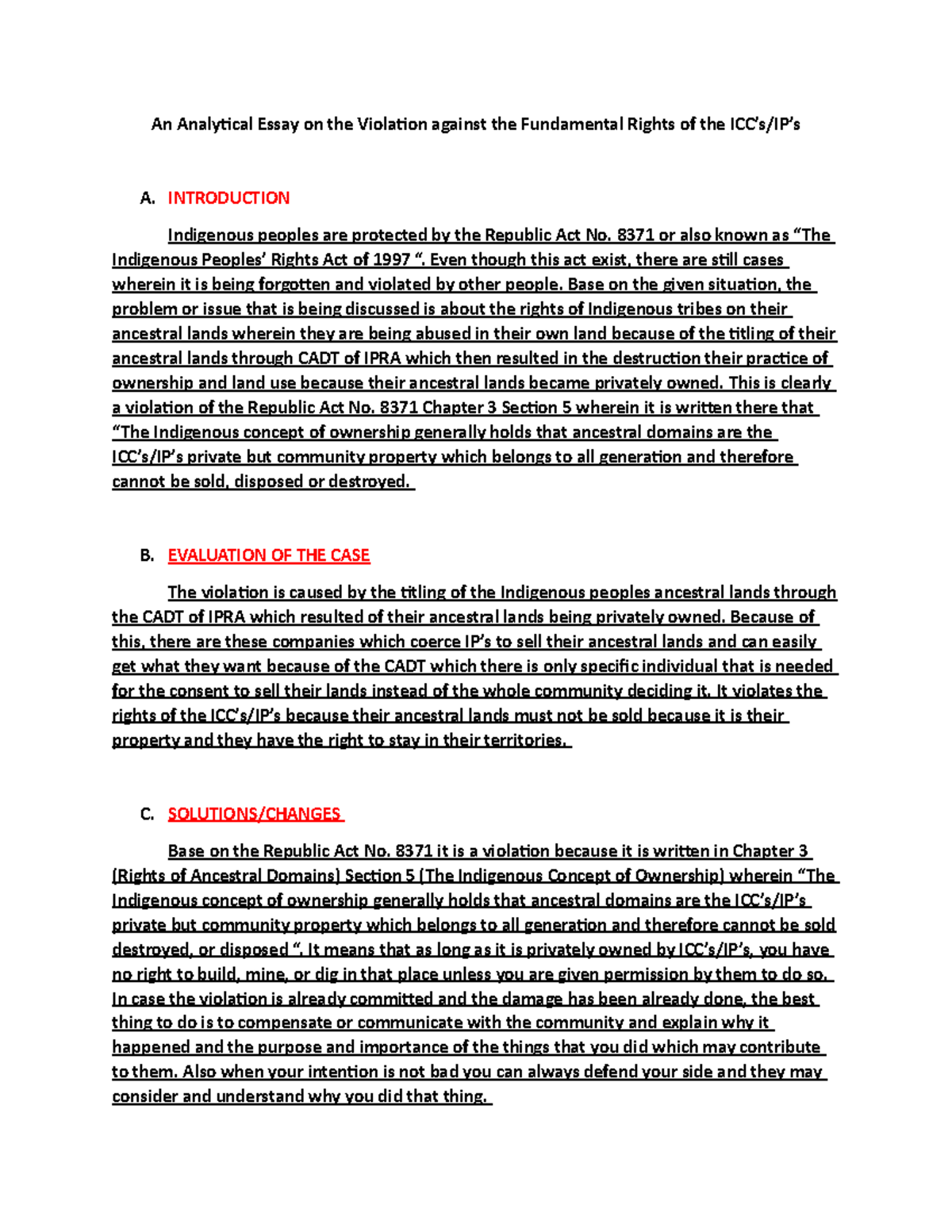 Wika - RHRTH - An Analytical Essay on the Violation against the ...
