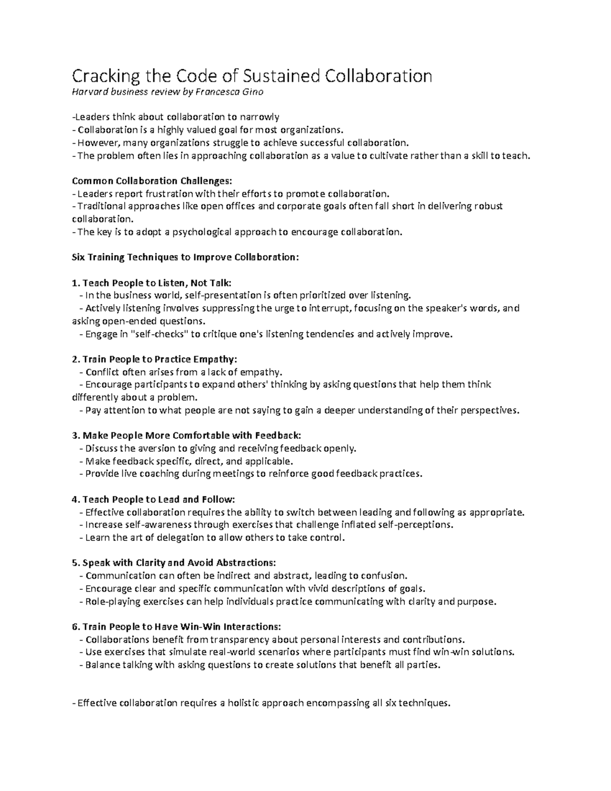 Module 1.- Reading 1 - Cracking the Code of Sustained Collaboration Harvard business review by ...