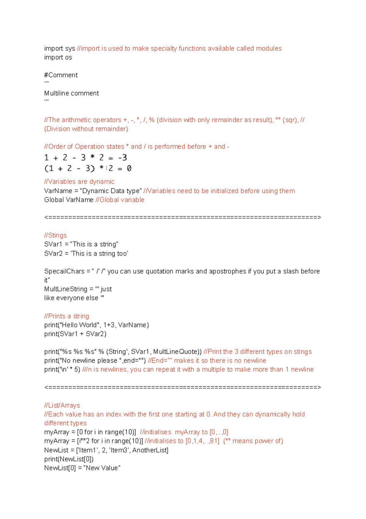 Python Notes - import sys //import is used to make specialty functions ...