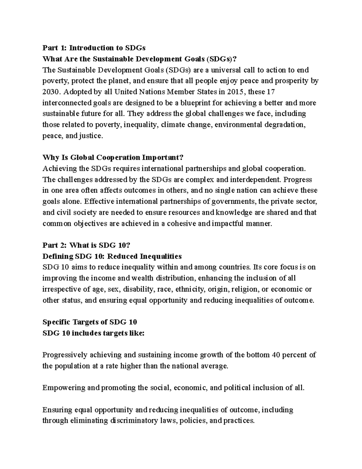 SDG-10 - Part 1: Introduction to SDGs What Are the Sustainable ...