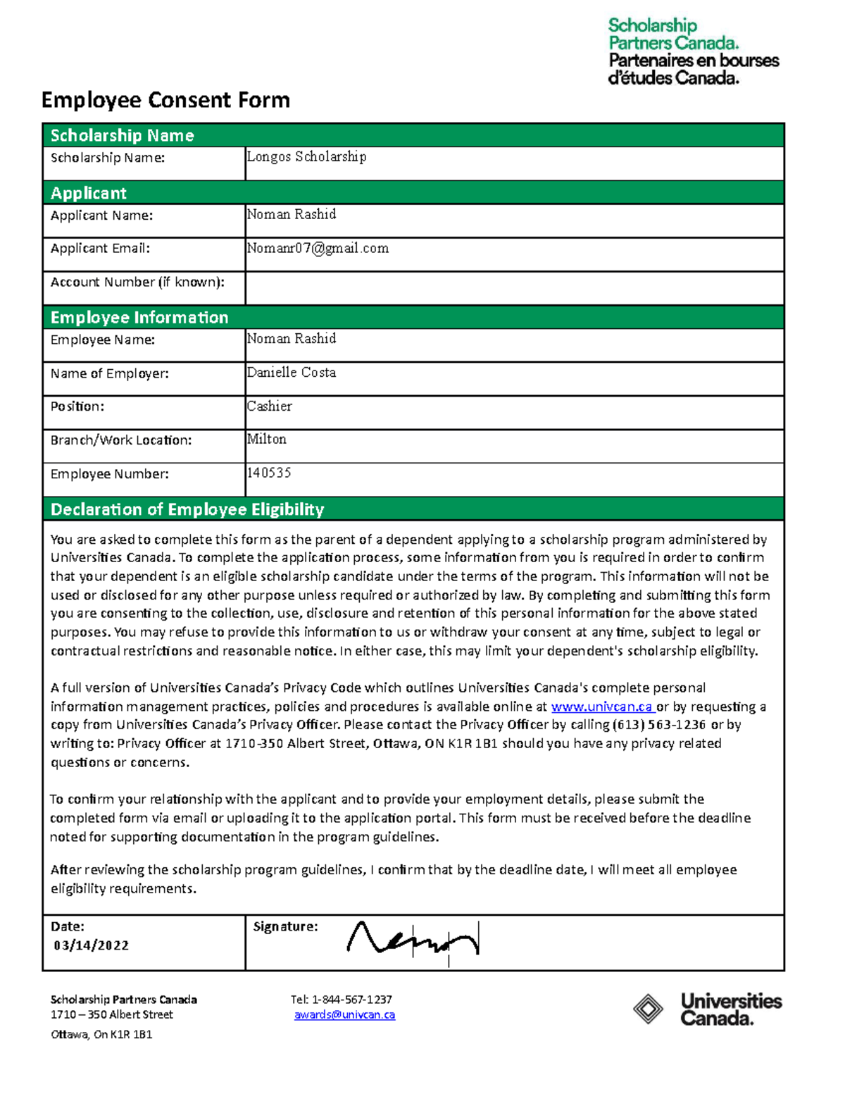 Employee Consent form - Ms roger - Studocu