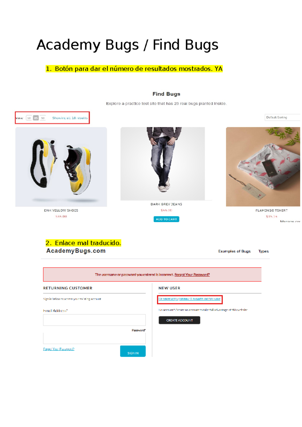Academy Bugs - respuestas - Academy Bugs / Find Bugs Botón para dar el número de resultados ...