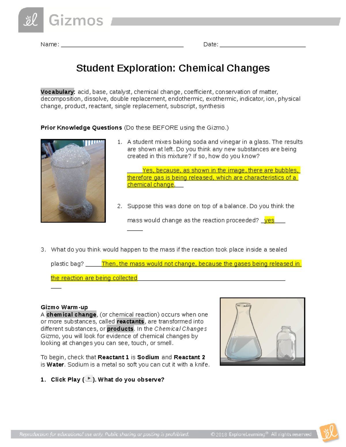 Gizmo Chemical Changes SEThe ovaries have two main reproductive ...