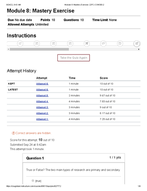 Module 8 Mastery Exercise 22FC-COM300-21 - Module 8: Mastery Exercise Due No due date Points 10 ...