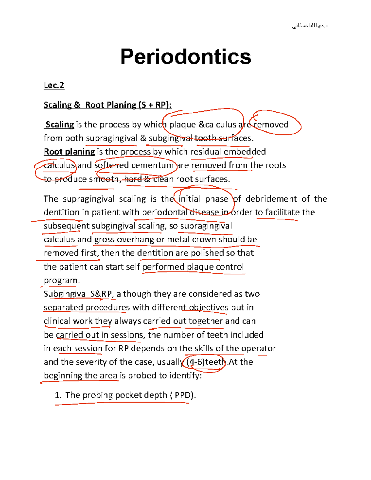 Perio lec 19 - Periodontics Lec. 2 Scaling & Root Planing (S + RP ...