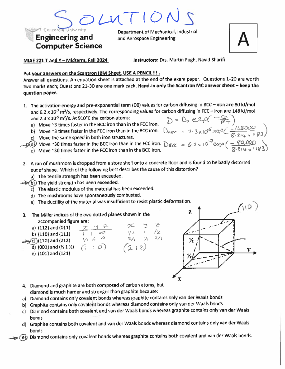 Solutions- A- MIAE 221-T and Y - Midterm Fall 2024 - SOLUTIONS ...