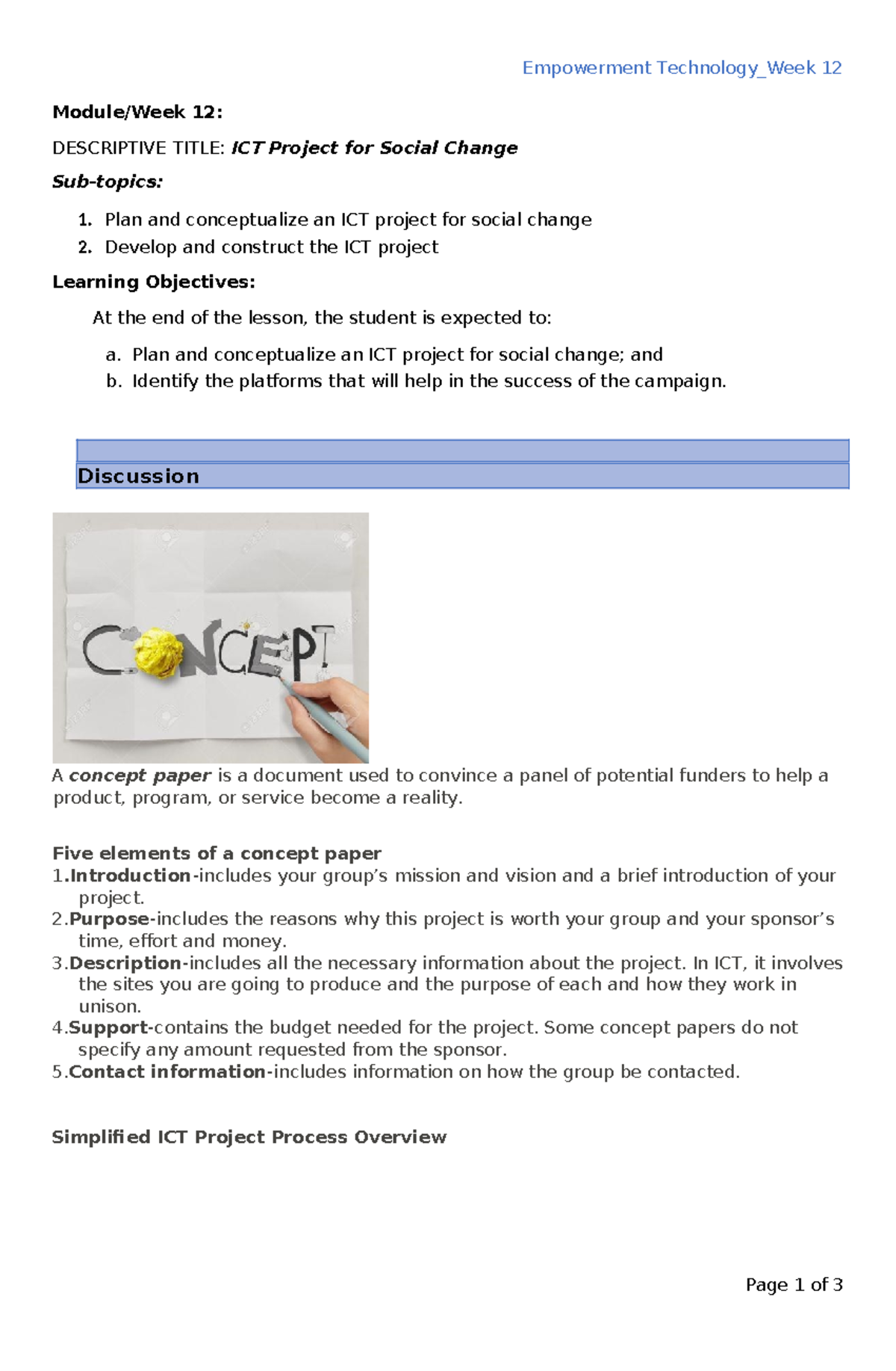 Week 12 ICT Project for Social Change - Empowerment Technology_Week 12 ...