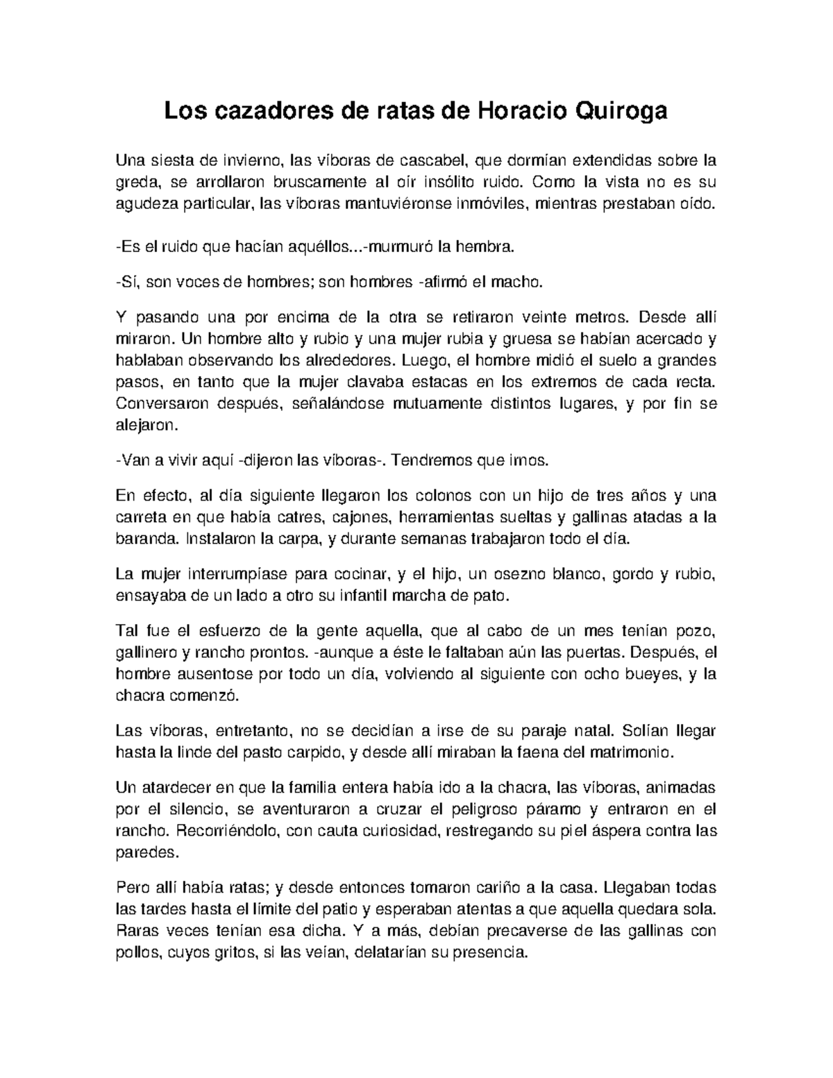 Los cazadores de ratas de Horacio Quiroga cuento latinoamericano - Los ...