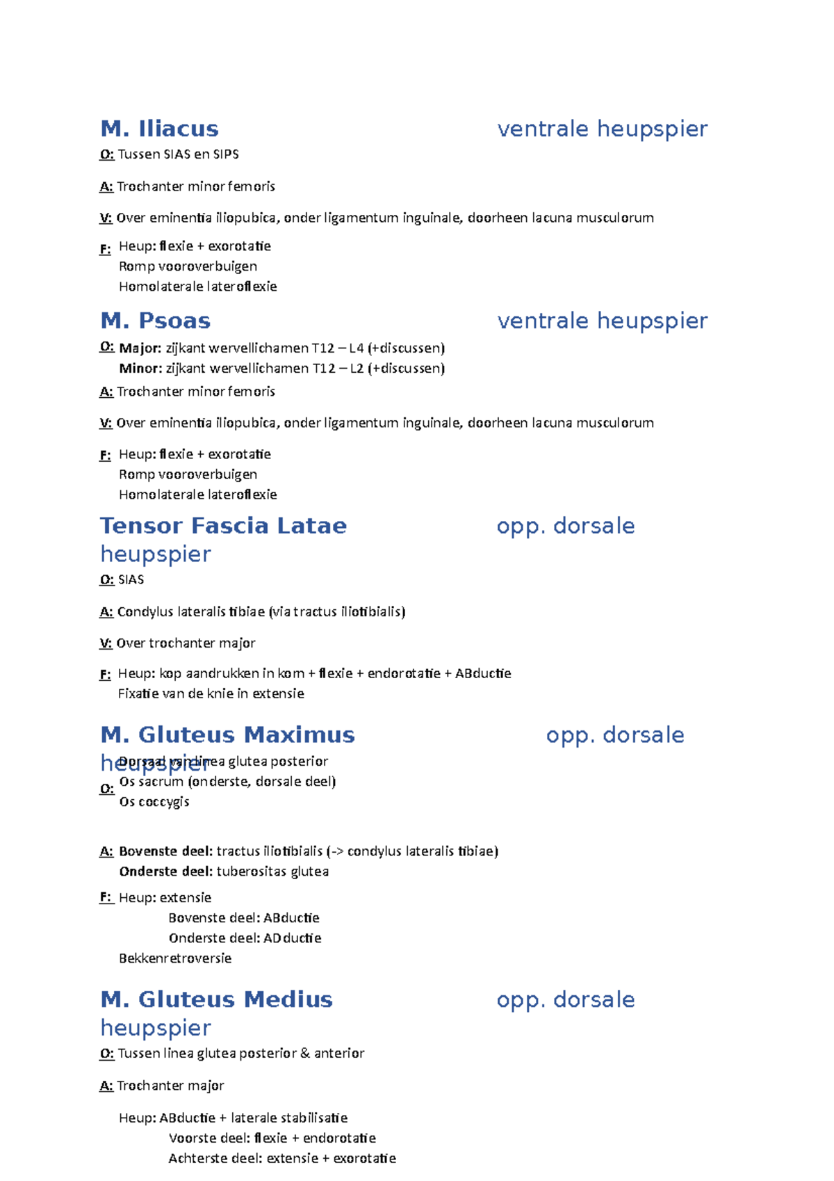 Spieren Heup & Bovenbeen - M. Iliacus ventrale heupspier O: Tussen SIAS ...