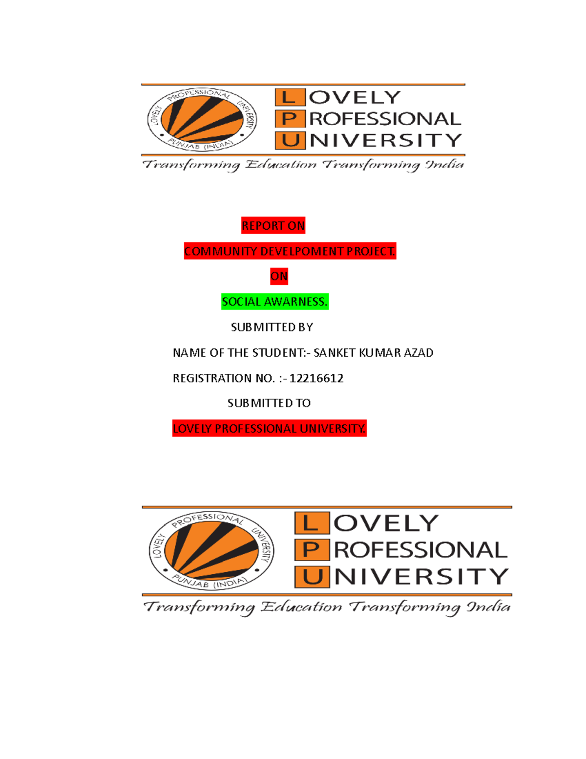 CDP Project - study well - REPORT ON COMMUNITY DEVELPOMENT PROJECT. ON ...