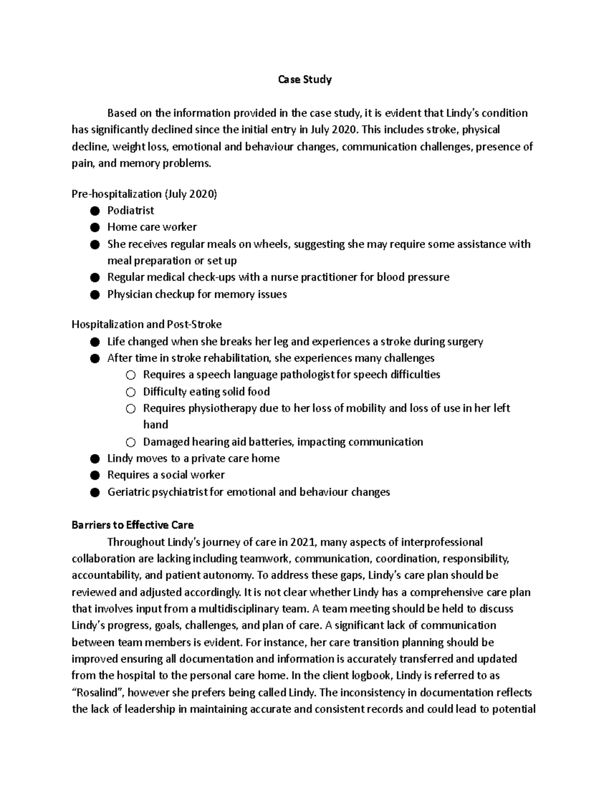 Case Study 1 - case stydy - Case Study Based on the information ...