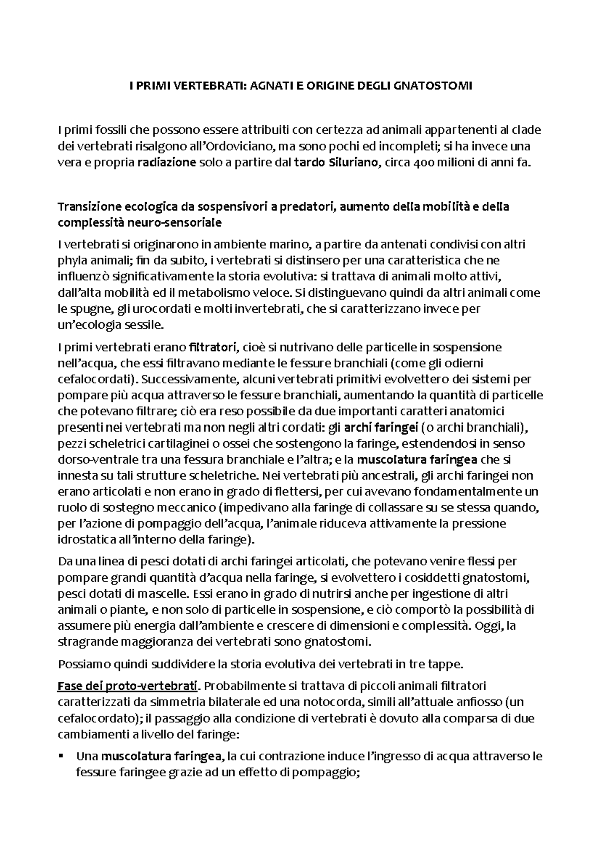 2 - I Primi Vertebrati, Agnati E Origine Degli Gnatostomi - I PRIMI ...
